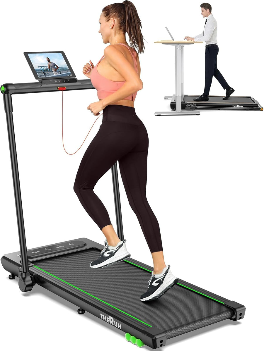 THERUN 2.5HP Treadmill, 2 in 1 Under Desk Walking Pad Treadmill, Elec ...